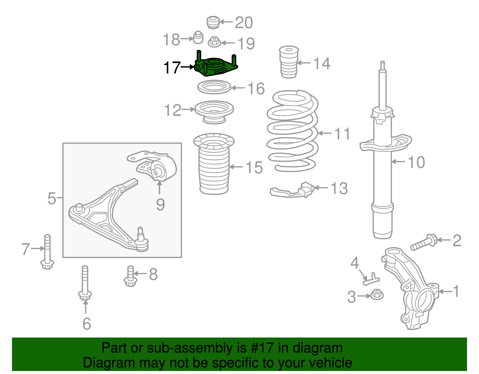 51670-THR-A01 - Rubber Front Shock Absorber Mounting - 2018-2020 Honda ...