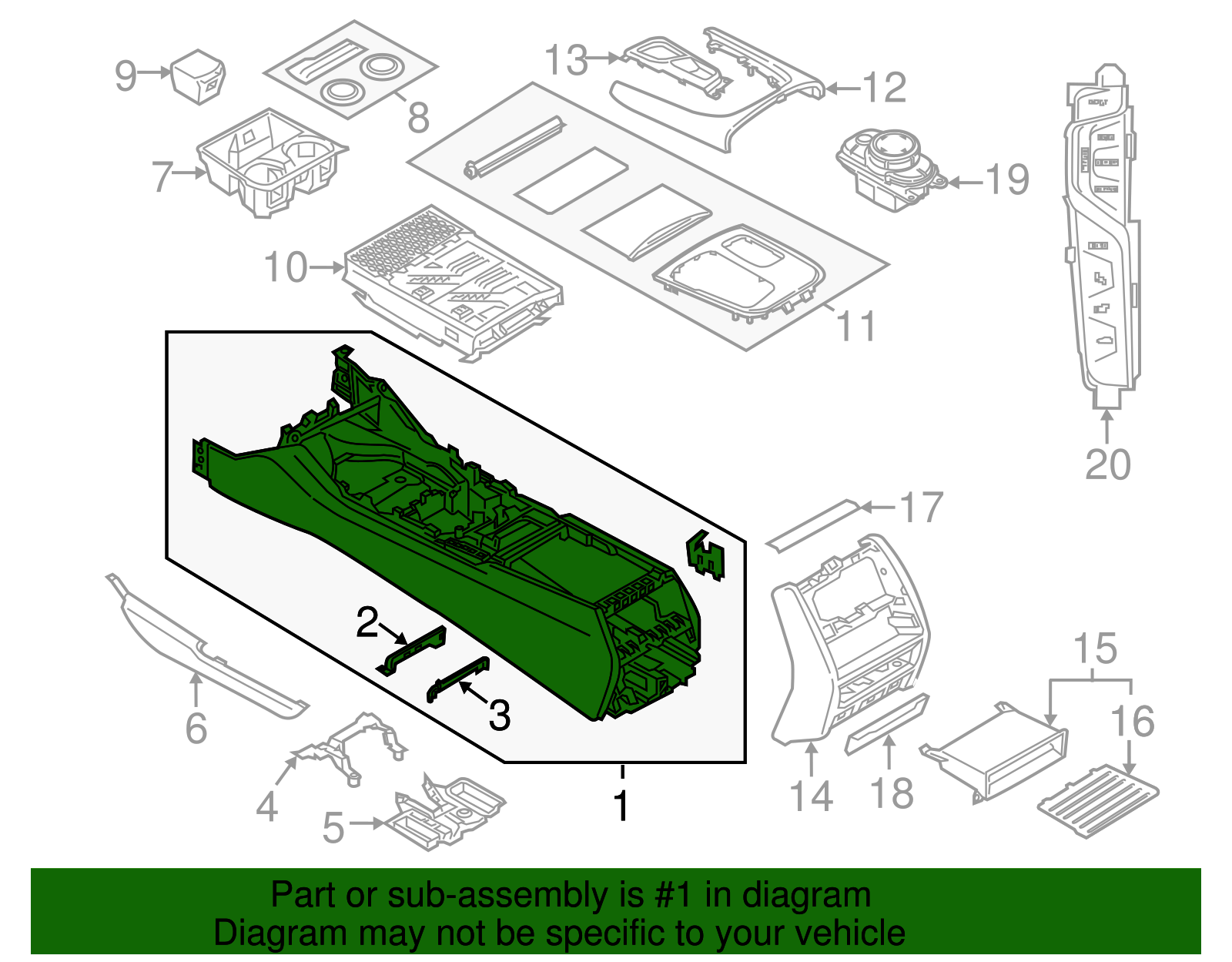 51-16-6-843-415 - 2016-2022 BMW - Console Base | BMWPartsHub