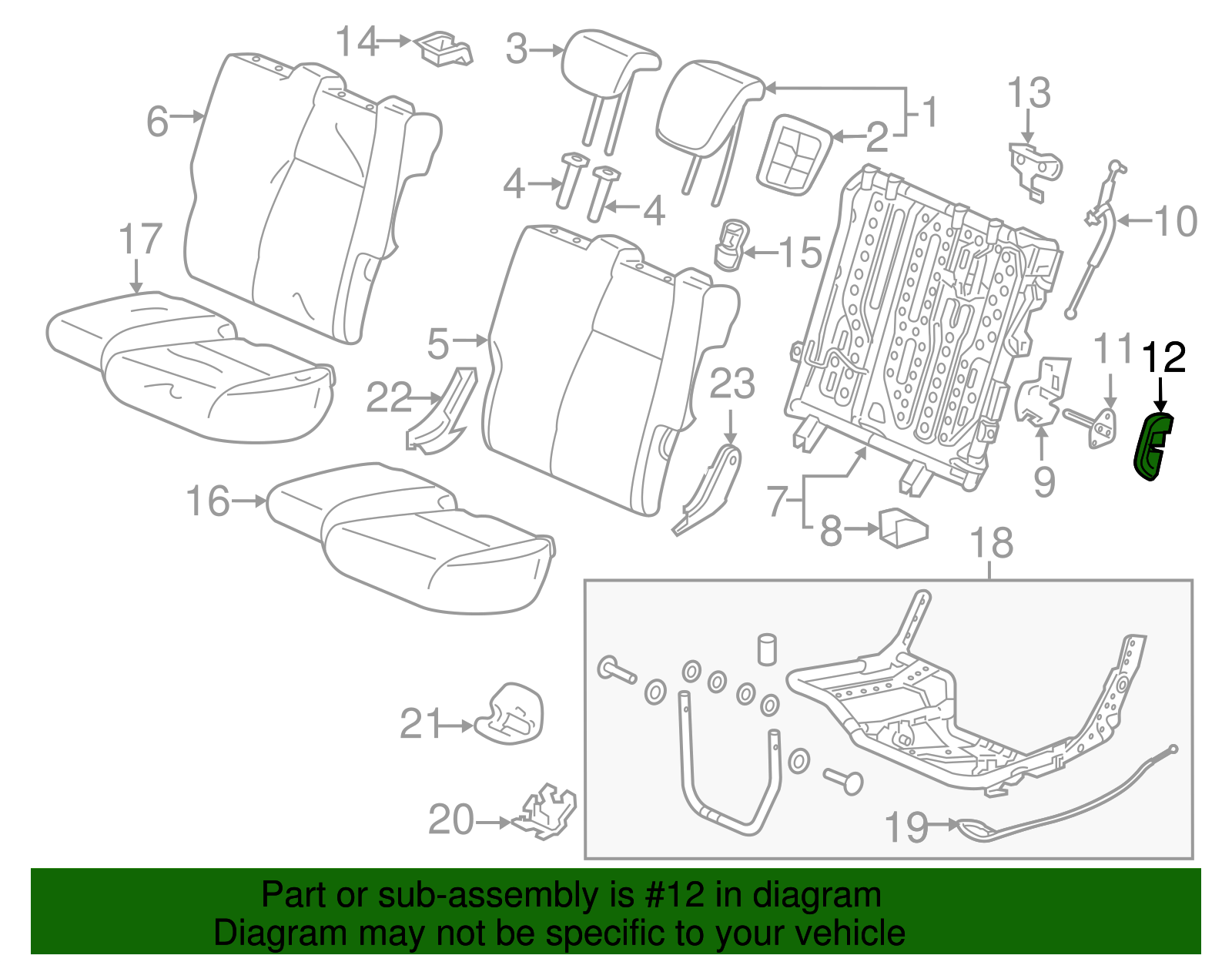 82621-T7A-J01ZA - 2016-2022 Honda HR-V - Cover L Rear Seat Lock *NH900L ...
