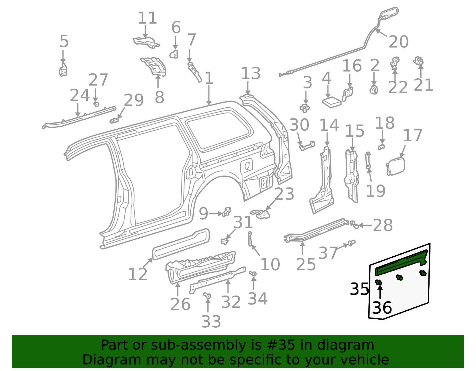 2002-2003 Toyota Sienna Track Cover 68355-08011-D3 | MotorMotor