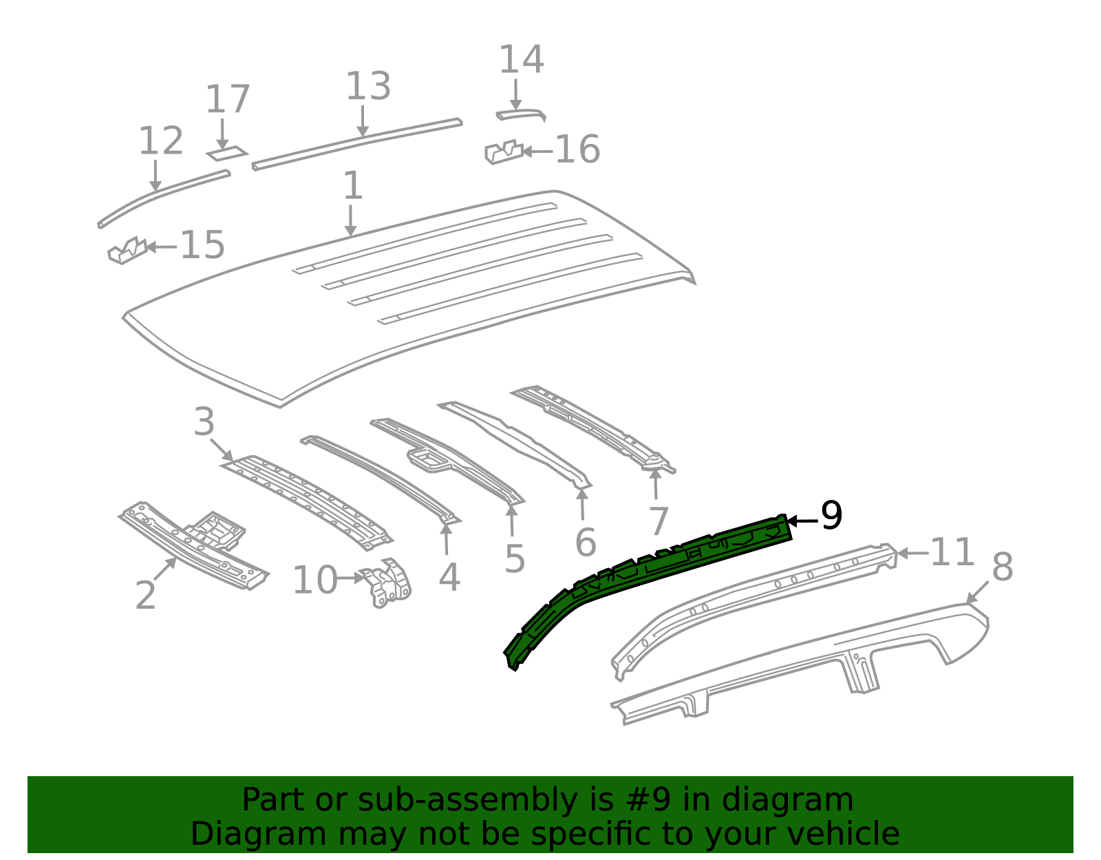 61203-48010 - High-Quality Roof Side Rail for 2008-2013 Toyota ...