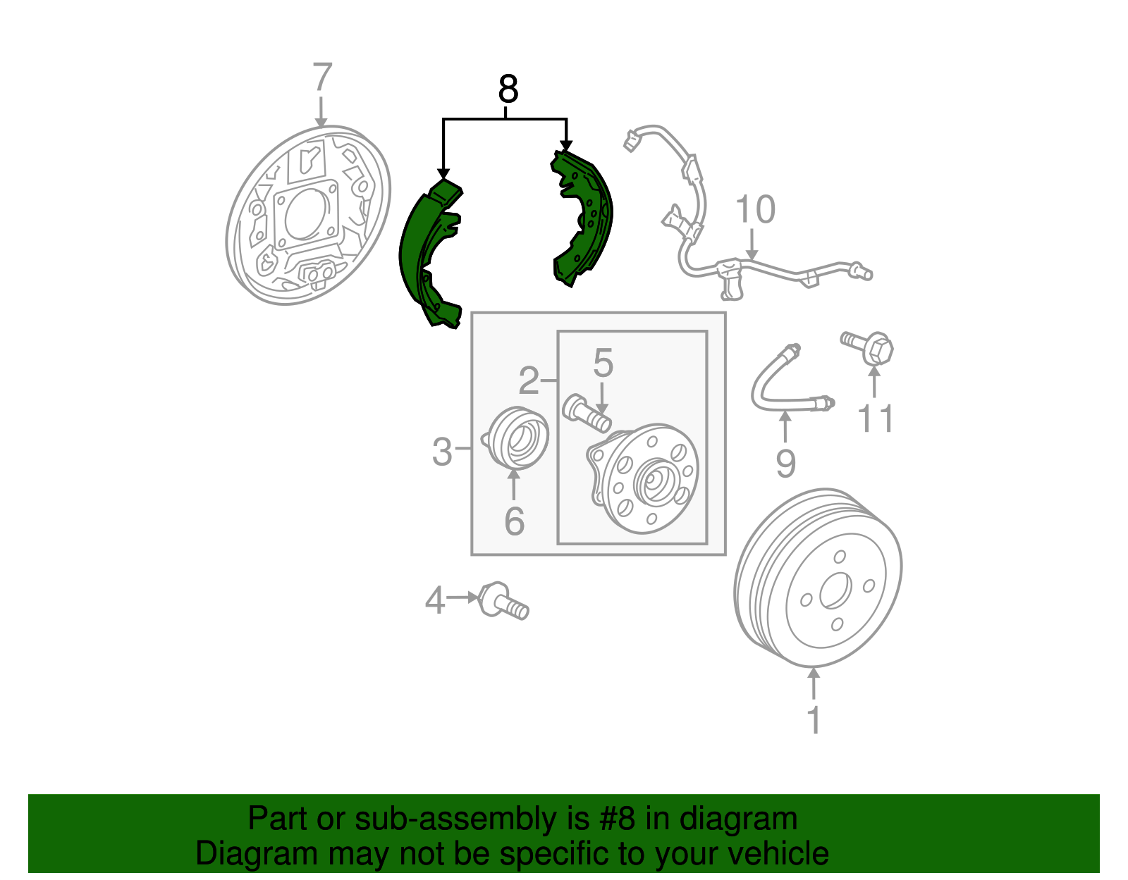 2007-2014 Toyota Rear Brake Shoes - Kit - 1.5L Yaris | Toyota Parts ...