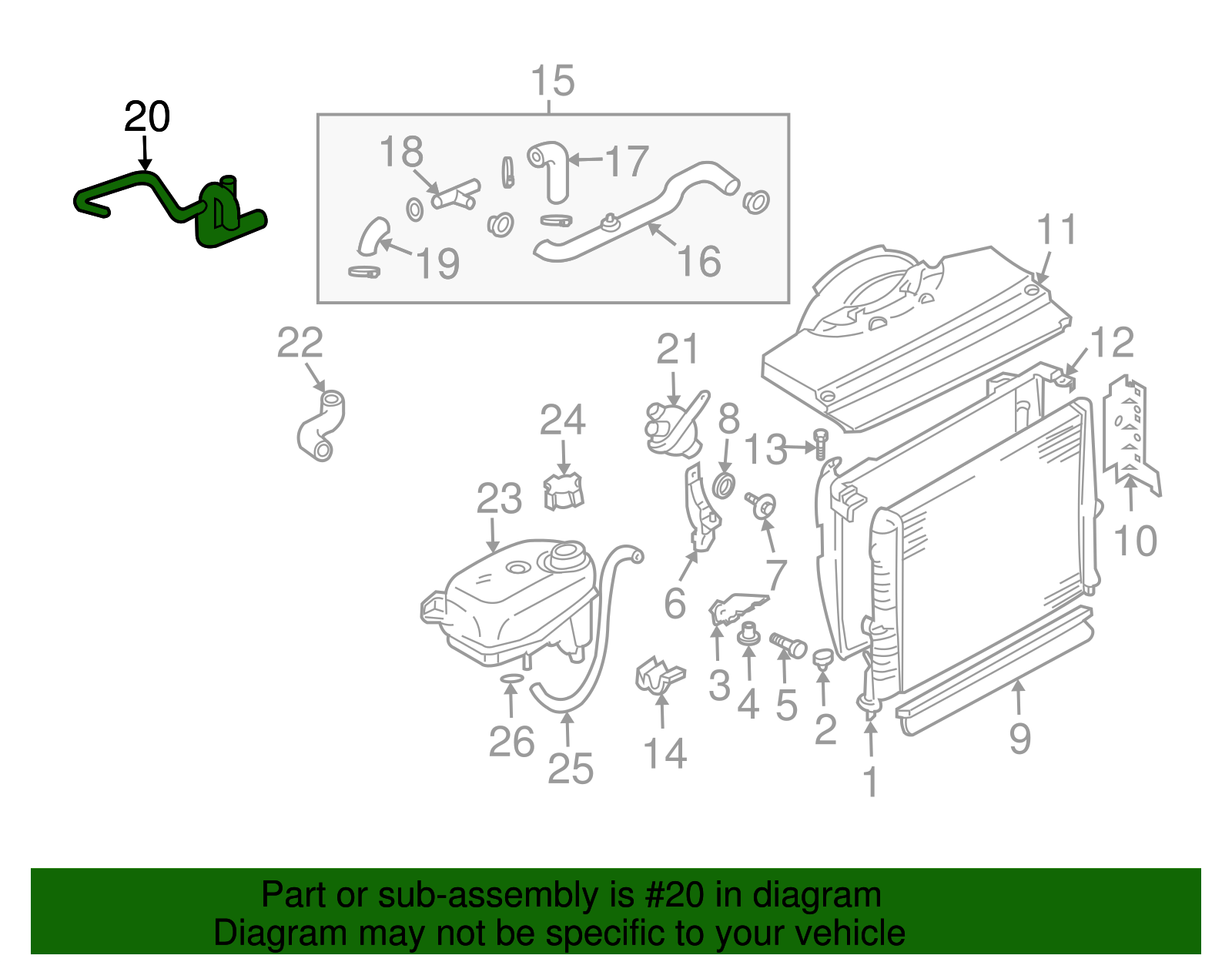 PEH000080 - Coolant Hose - 1999-2004 Land Rover Discovery | Land Rover ...