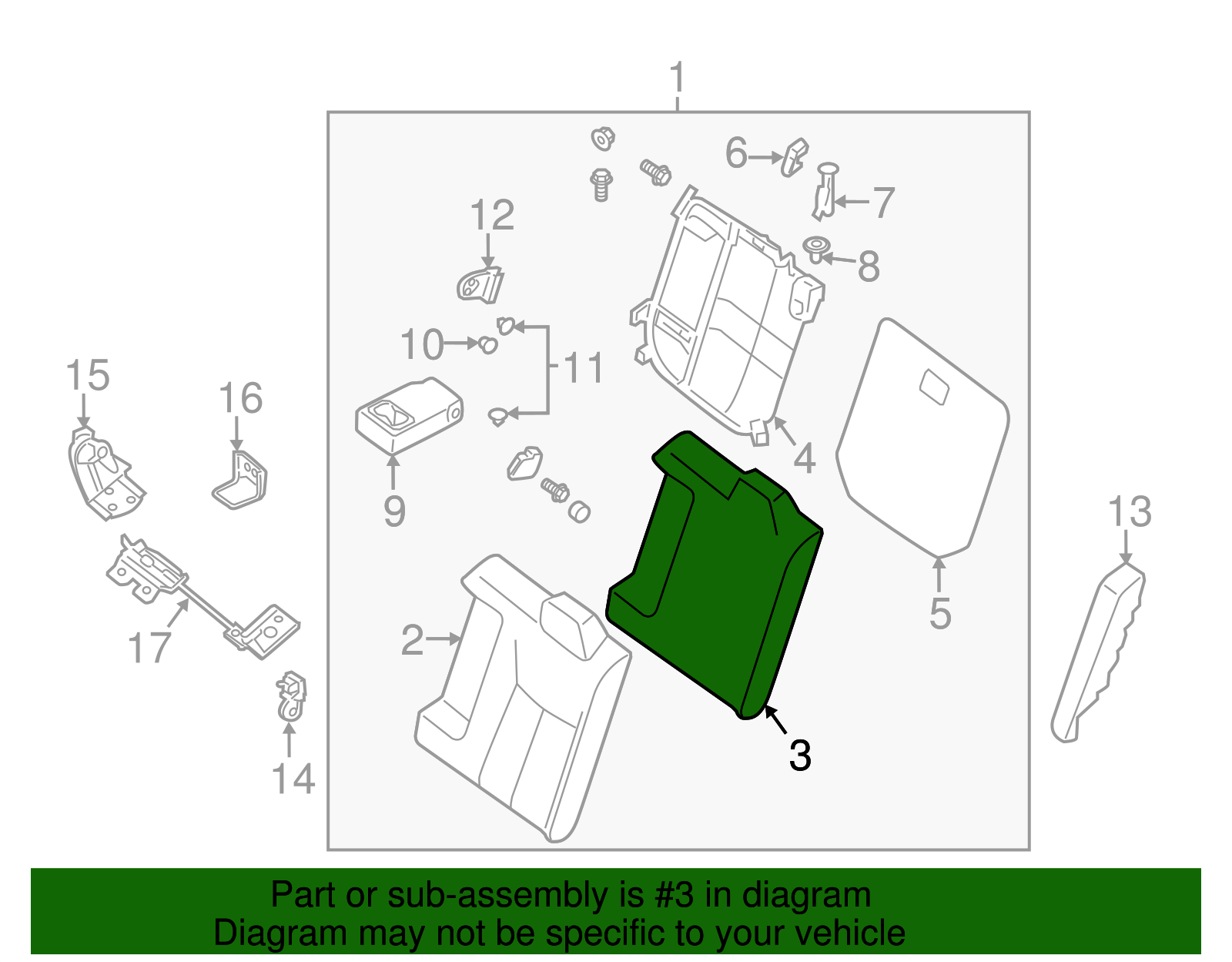 2016-2019 Nissan Sentra Seat Back Pad 88661-3YU0A | Nissan Parts Central