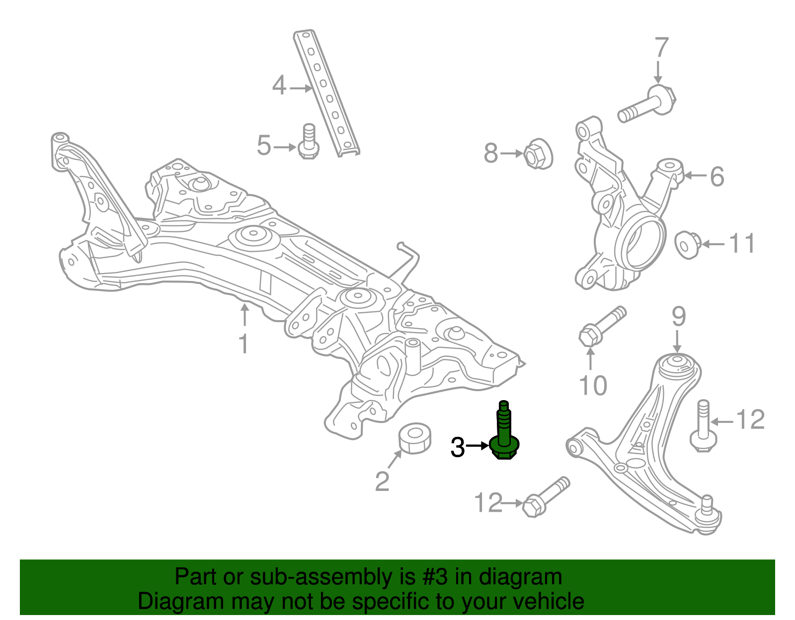2011-2014 Mazda 2 Suspension Cross-Member Mount Bolt 9YA0-21-435A ...