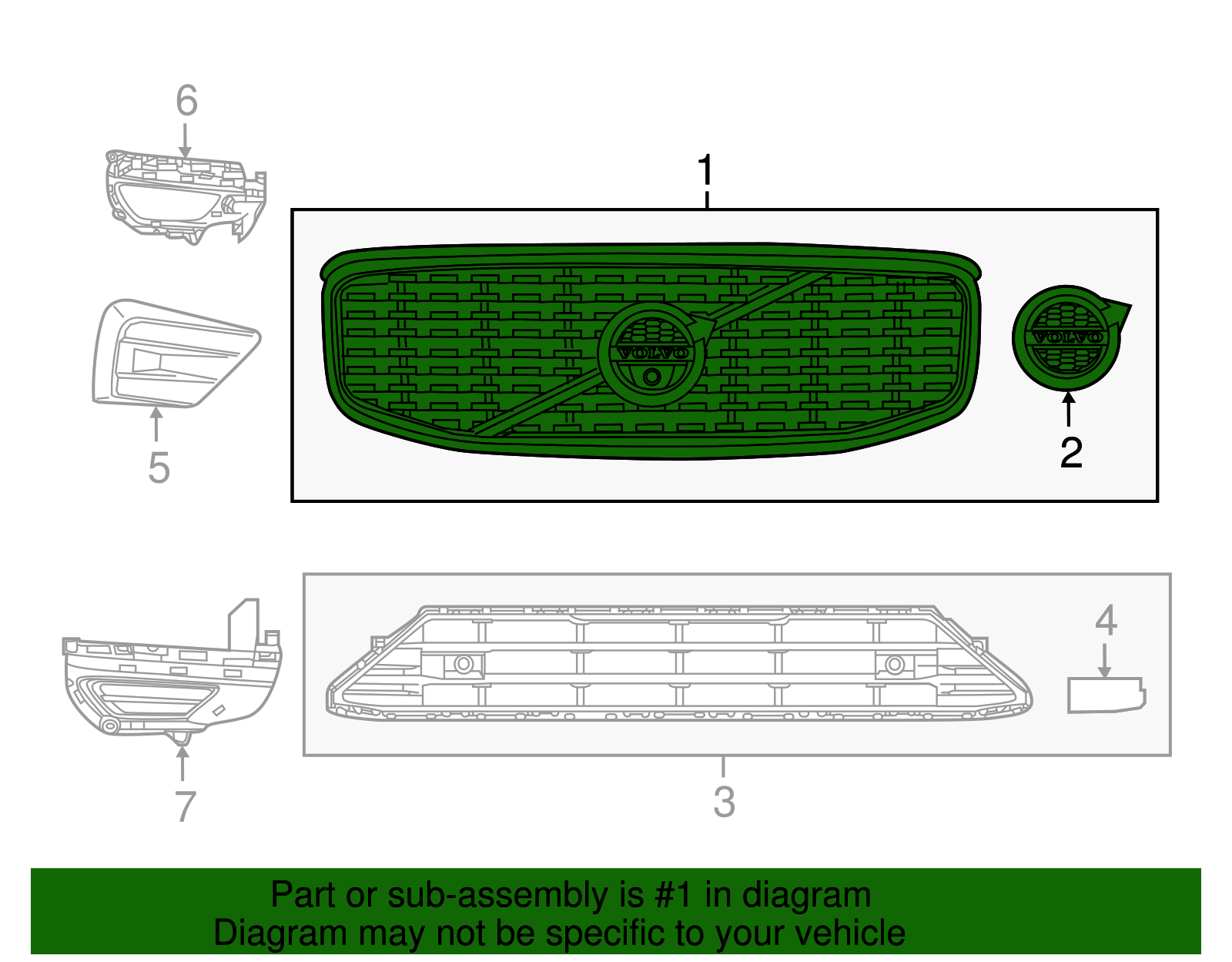 2020-2021 Volvo XC60 Upper Grille 32368142 | Genuine Volvo Replacement ...