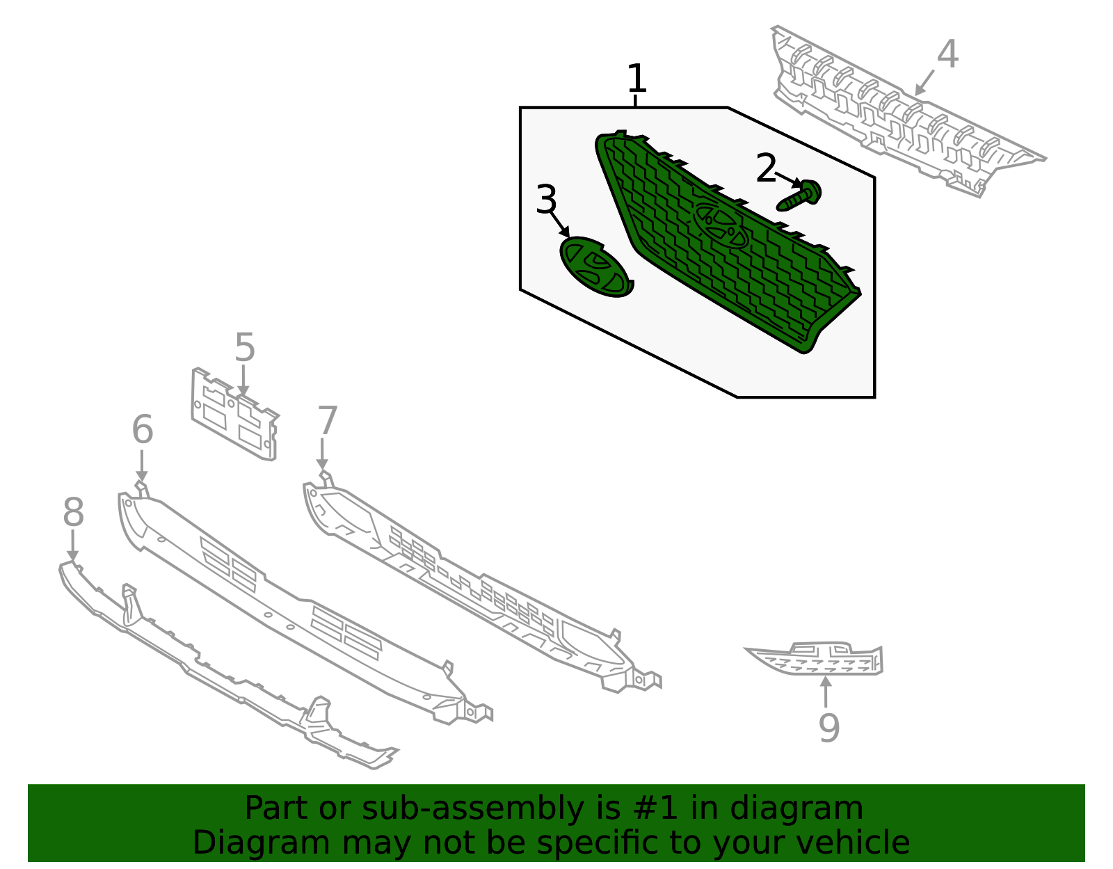 Hyundai - 86350-J9100 - Upper Grille - 2018-2021 Hyundai Kona | OEM ...