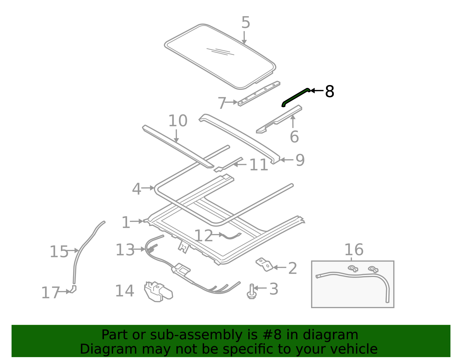 2007-2010 Hyundai Sunroof Glass Seal Strip 81655-2F000 | MotorMotor