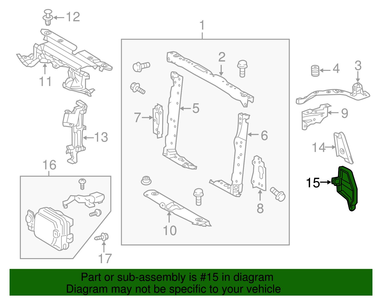 Genuine Toyota Radiator Support Air Deflector part# 53154-0R010 for ...