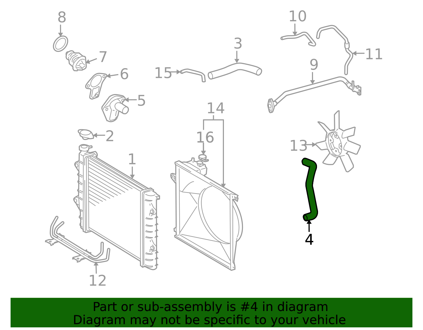 2005-2016 Toyota Tacoma Radiator Coolant Hose 16572-0C110 | OEM Parts ...