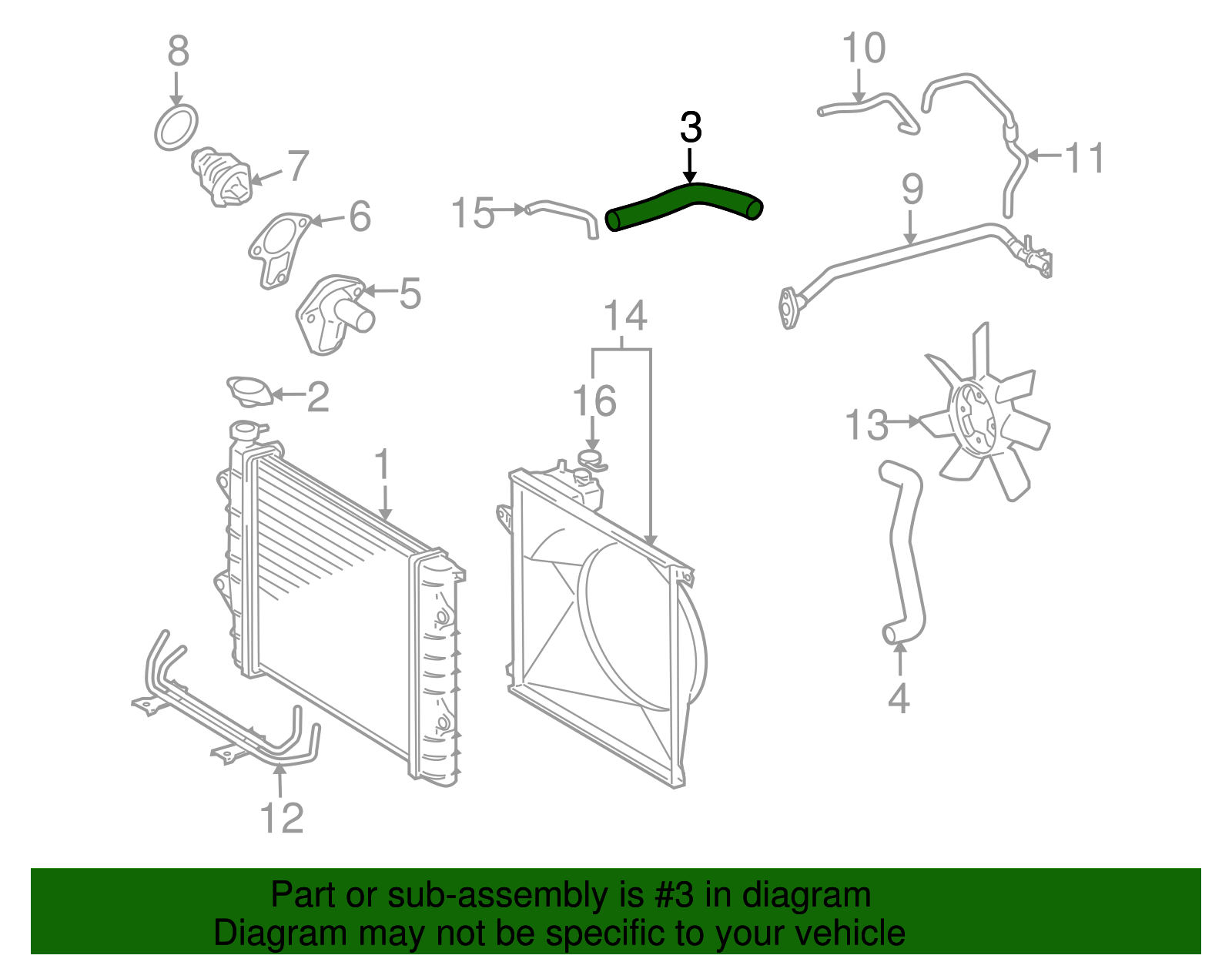 2005-2023 Toyota Tacoma Radiator Coolant Hose 16571-0C120 | Toyota ...