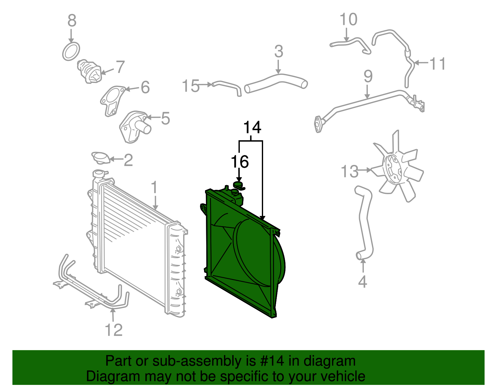 2005-2015 Toyota Tacoma Fan Shroud 16711-0C140 | Toyota Parts Center