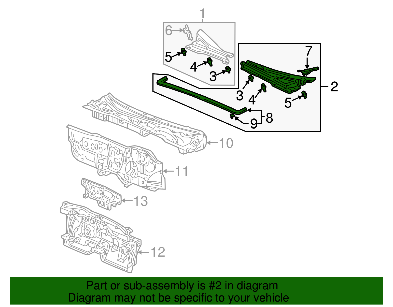 74210-S5A-A00 - Cowl Top Assembly L Front Side - 2001-2005 Honda Civic ...
