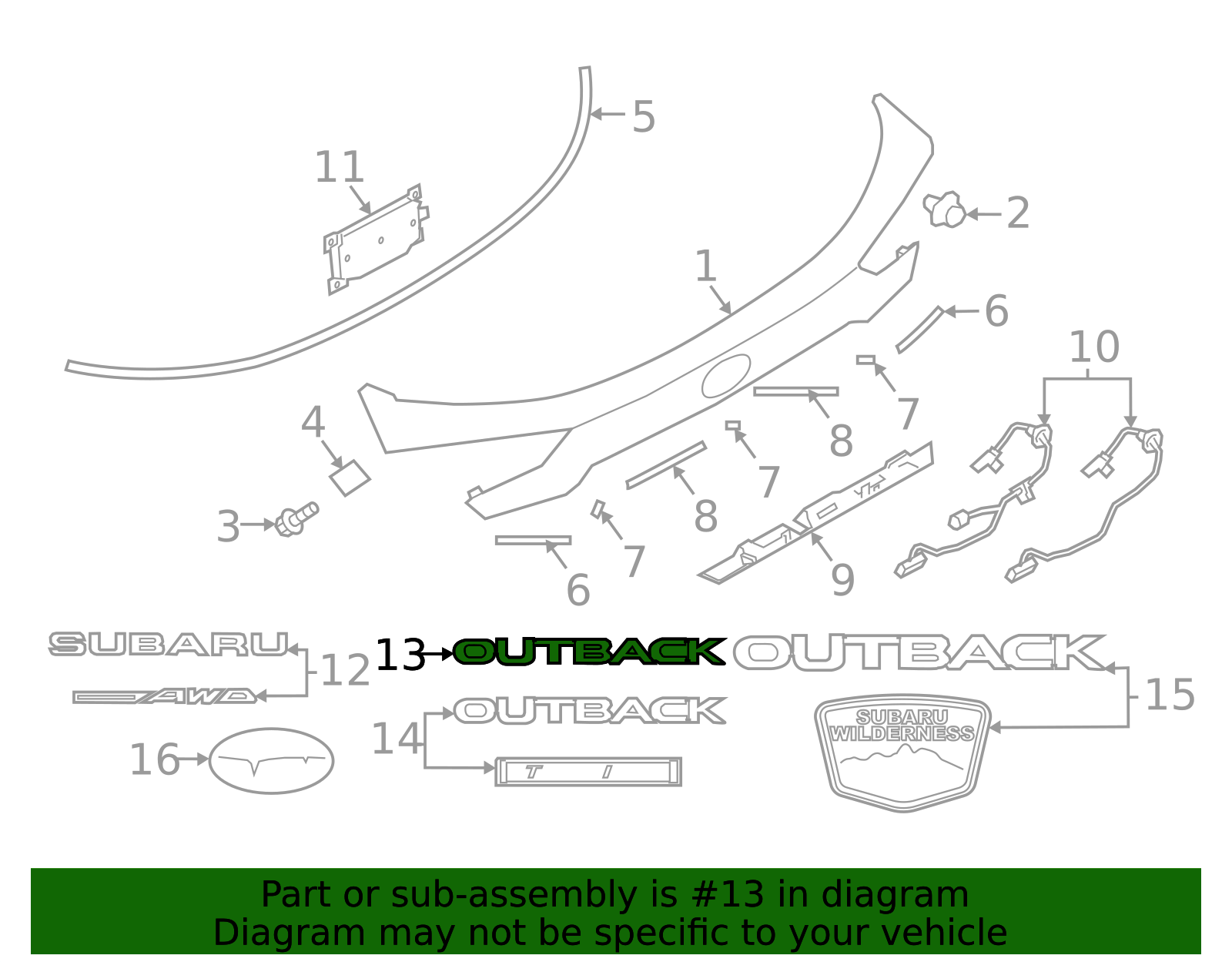 2020-2025 Subaru Outback Nameplate 93079AN030 | Subaru Parts Store