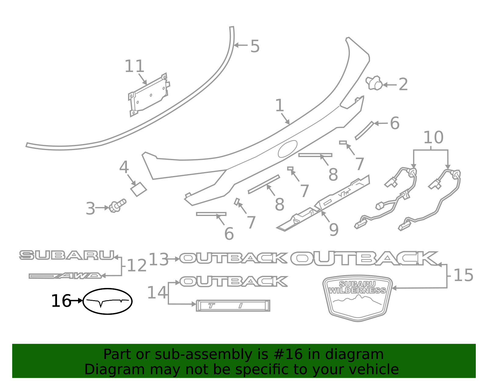93033AL040 - High-Quality Emblem for 2015-2025 Subaru Outback ...