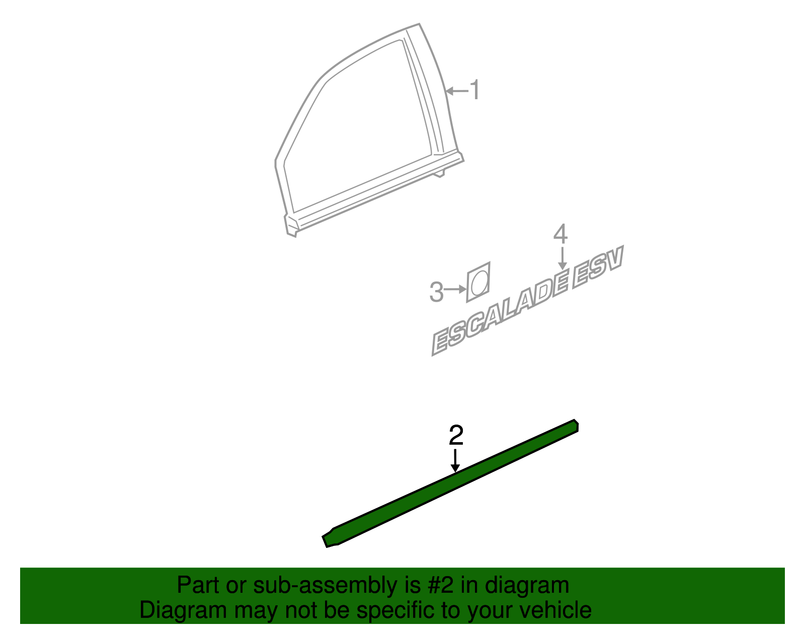 2007-2014 Cadillac Bright Chrome Passenger Side Front Side Door Molding ...