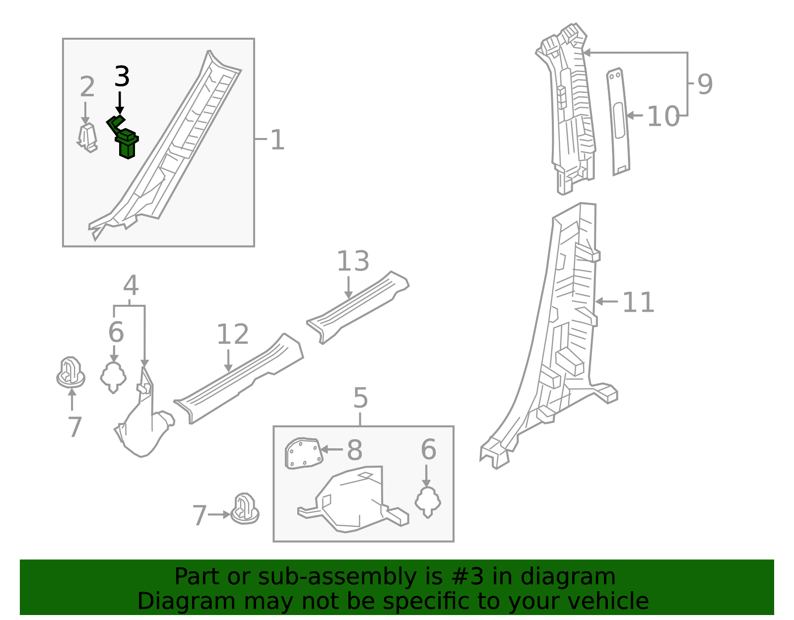 D09W-68-162 - Windshield Pillar Trim Clip 2016-2023 Mazda | Mazda Parts ...