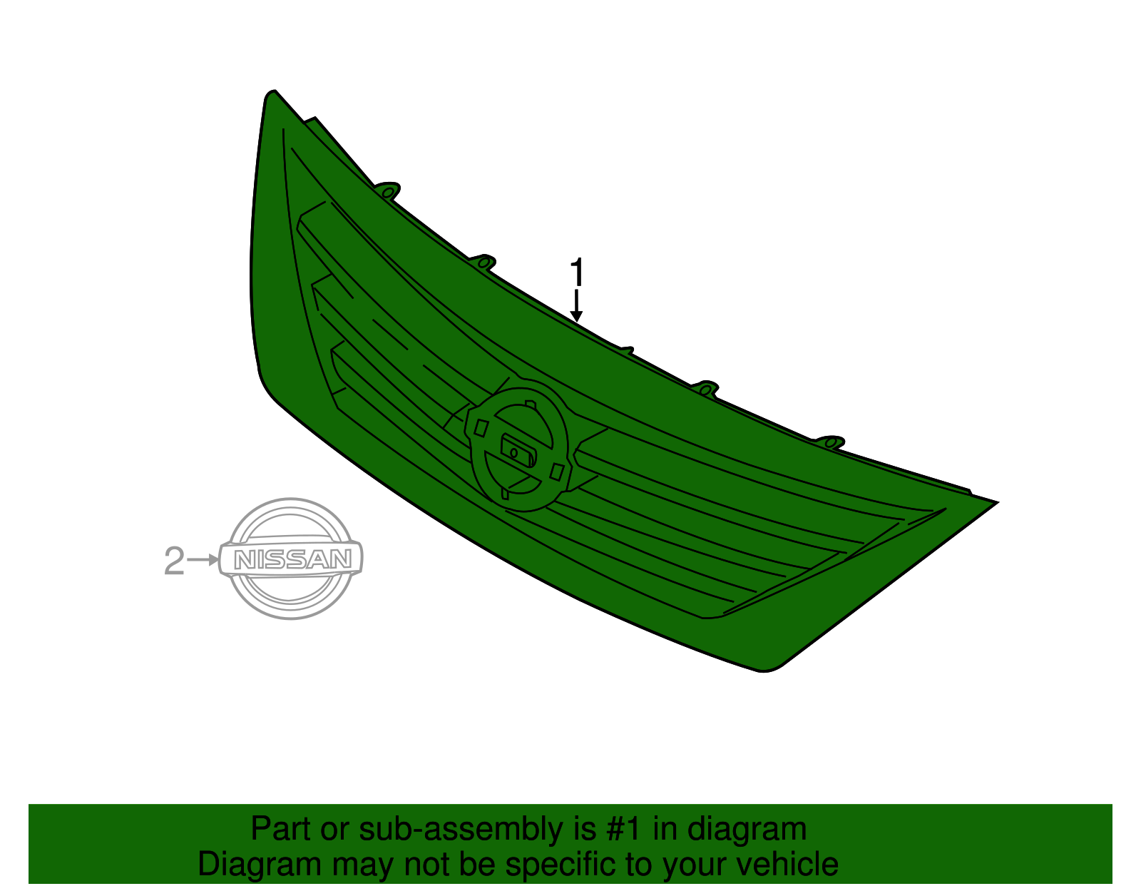Genuine Grille - 62310-9KM0D | NissanParts.cc | Nissan Parts Store