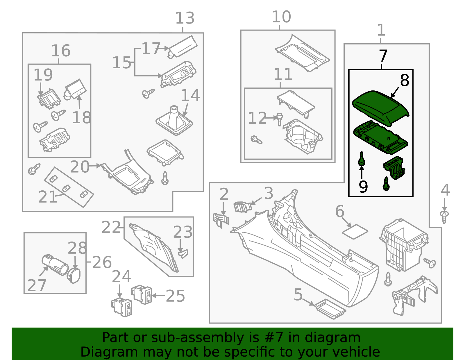 Mazda Center Console Armrest - Padded Lid Assembly - Part #BCN6-64-450 ...
