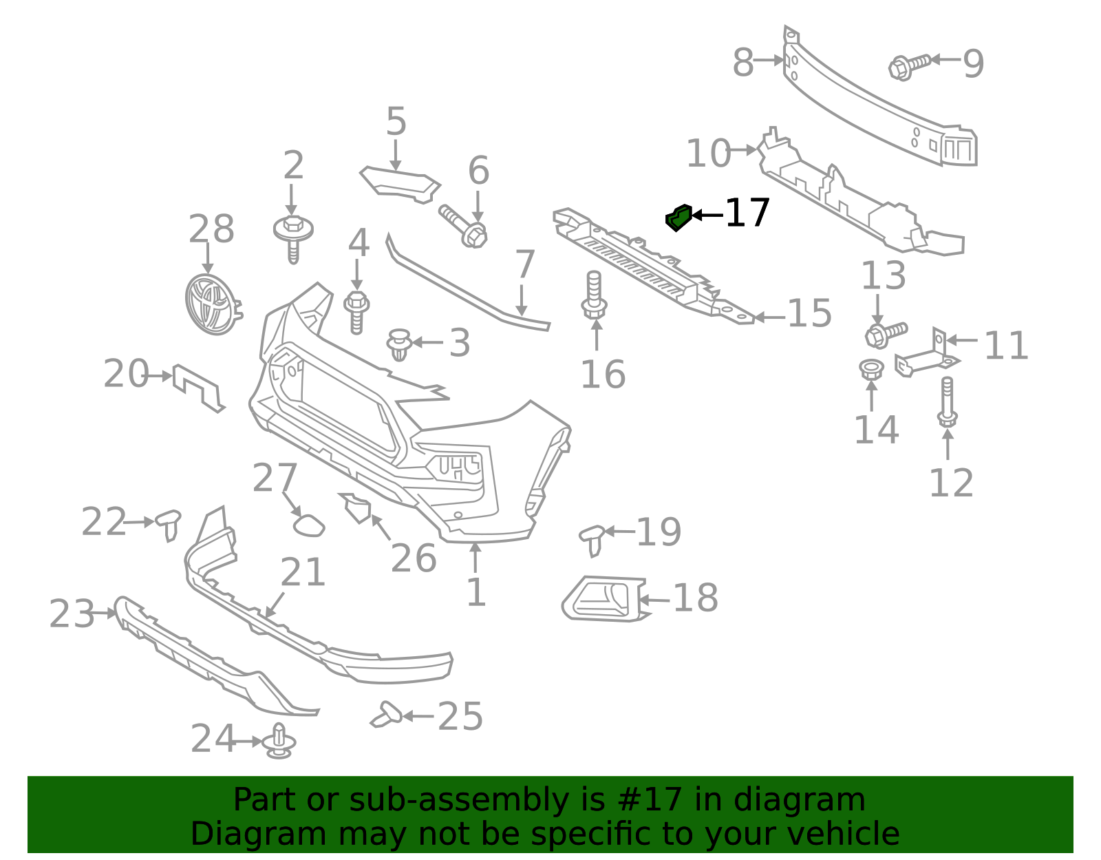 2019-2020 Toyota RAV4 Bumper Impact Absorber Seal 52543-0R020 | Toyota ...