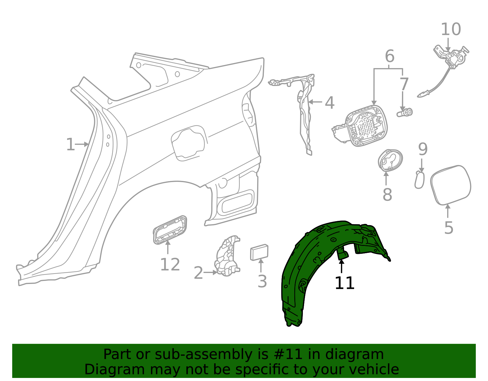 2016-2020 Toyota Mirai Wheelhouse Liner 65638-62010 | Toyota Parts Center