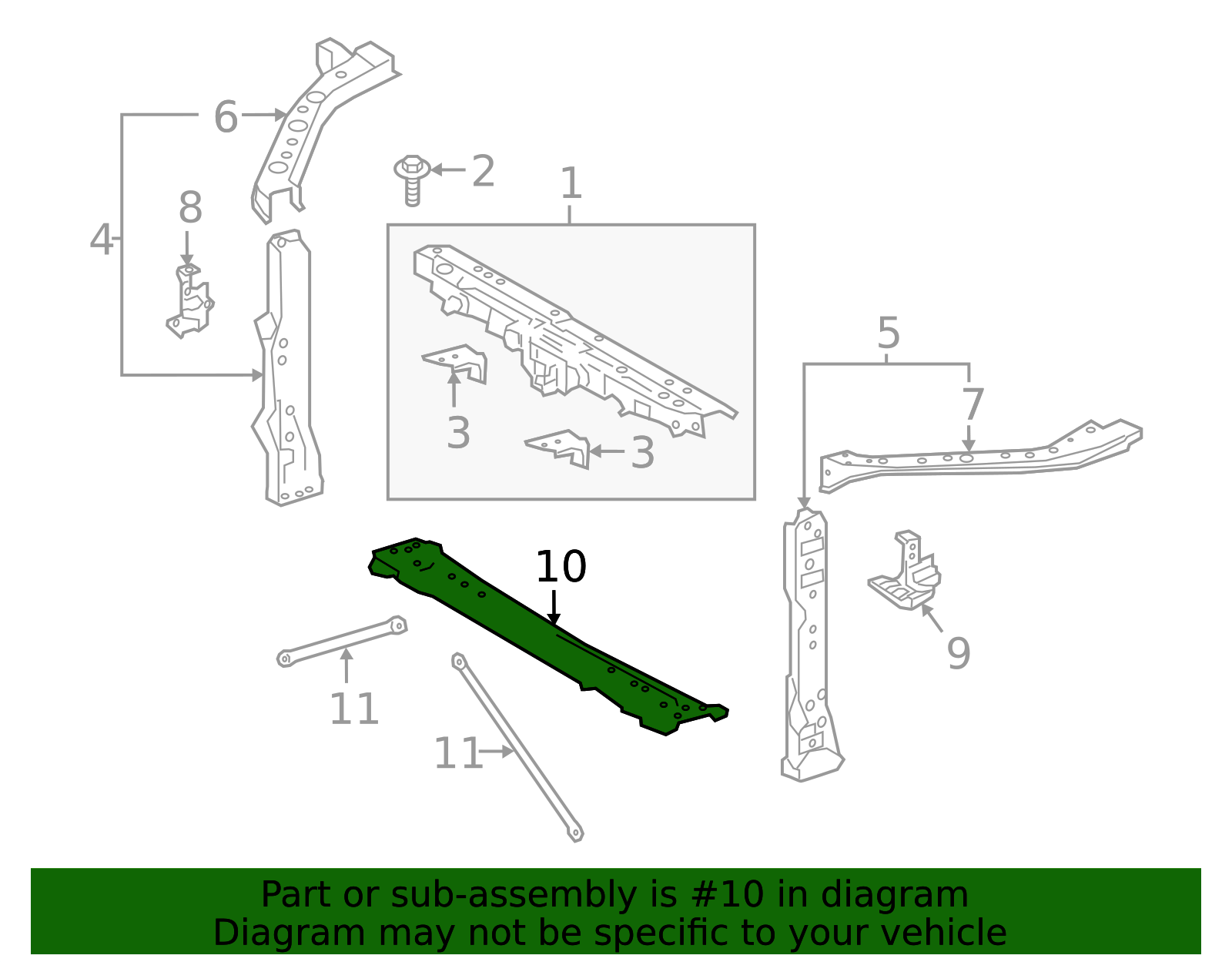 Toyota Parts Radiator Support Tie Bar 57104-06060 | Toyota Parts|Toyota ...