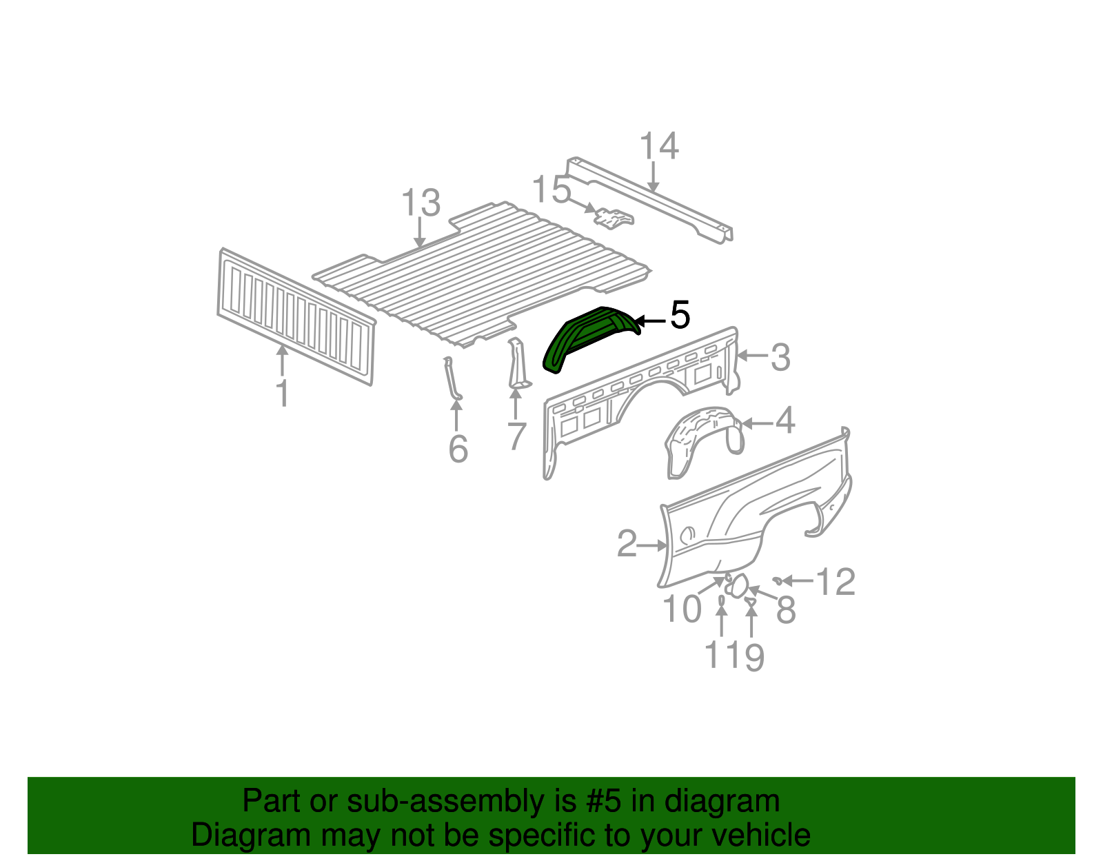 15761951 - 1999-2007 GM - Truck Bed Inner Wheel Housing Panel ...