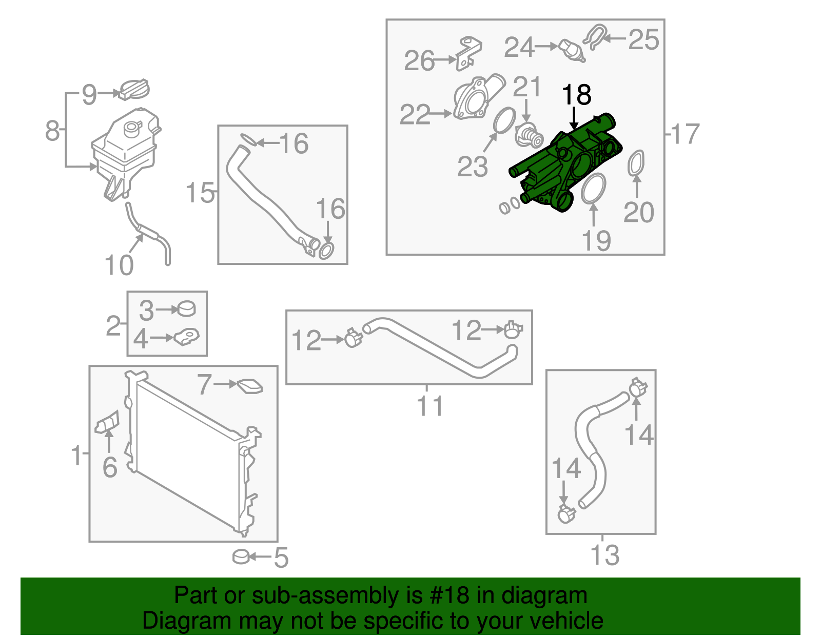 25620-2G500 - Hyundai Thermostat Housing 2010-2016 Hyundai ...