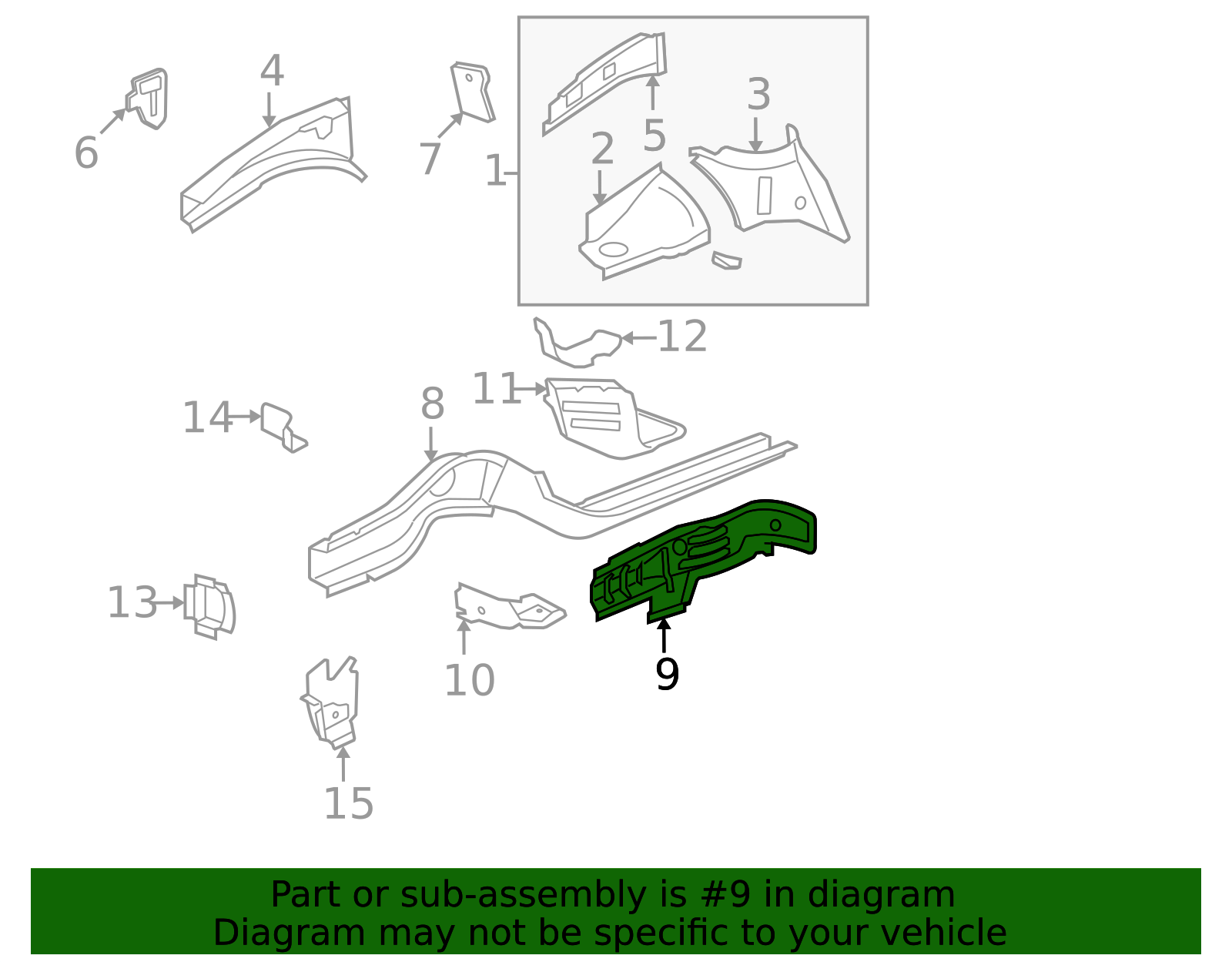 2004-2012 GM Driver Side Front Engine Compartment Outer Rail 22675133 ...