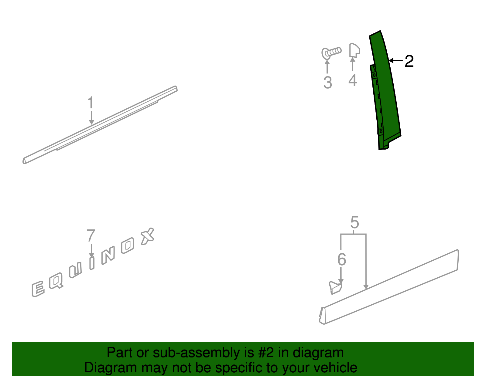 2018-2024 GM Front Passenger Side Door Window Frame Rear Applique ...