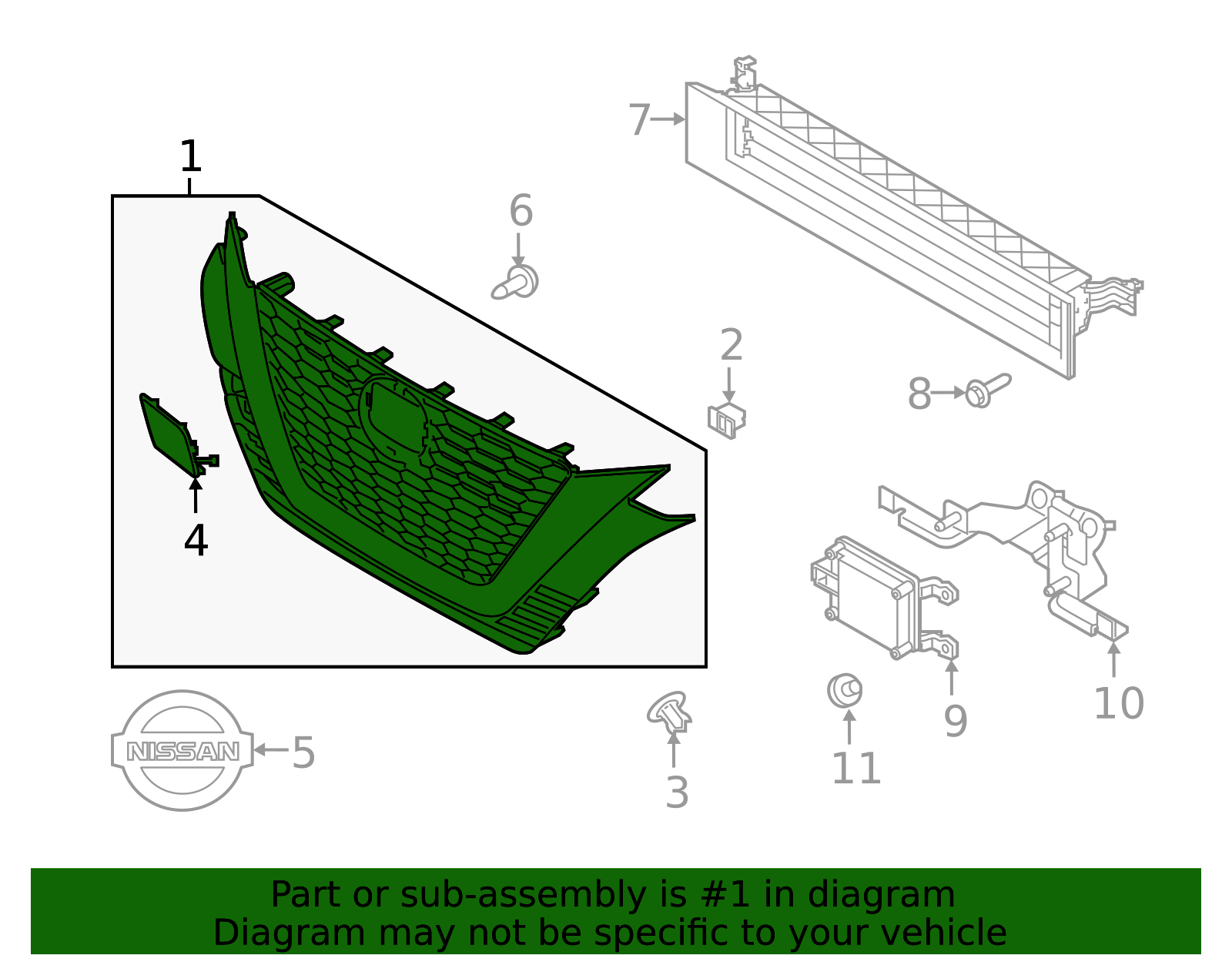 2019-2022 Nissan Altima Upper Grille 62310-6CG1B | Nissan Parts Central