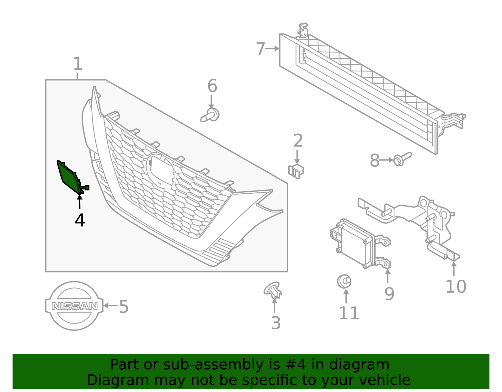 2019-2022 Nissan Altima Upper Grille Hole Cover 622A0-6CA0B ...