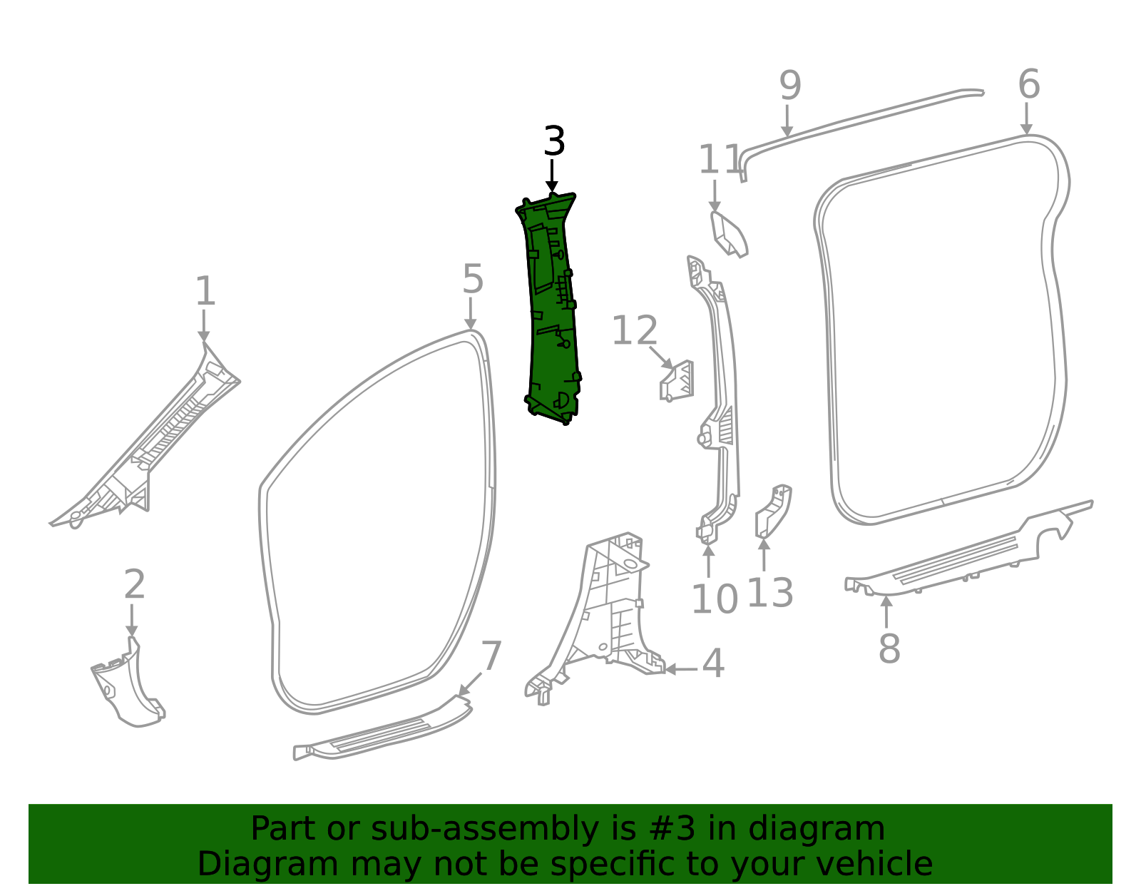 2021-2025 Toyota Sienna Upper Center Pillar Trim 62411-08070-B1 ...