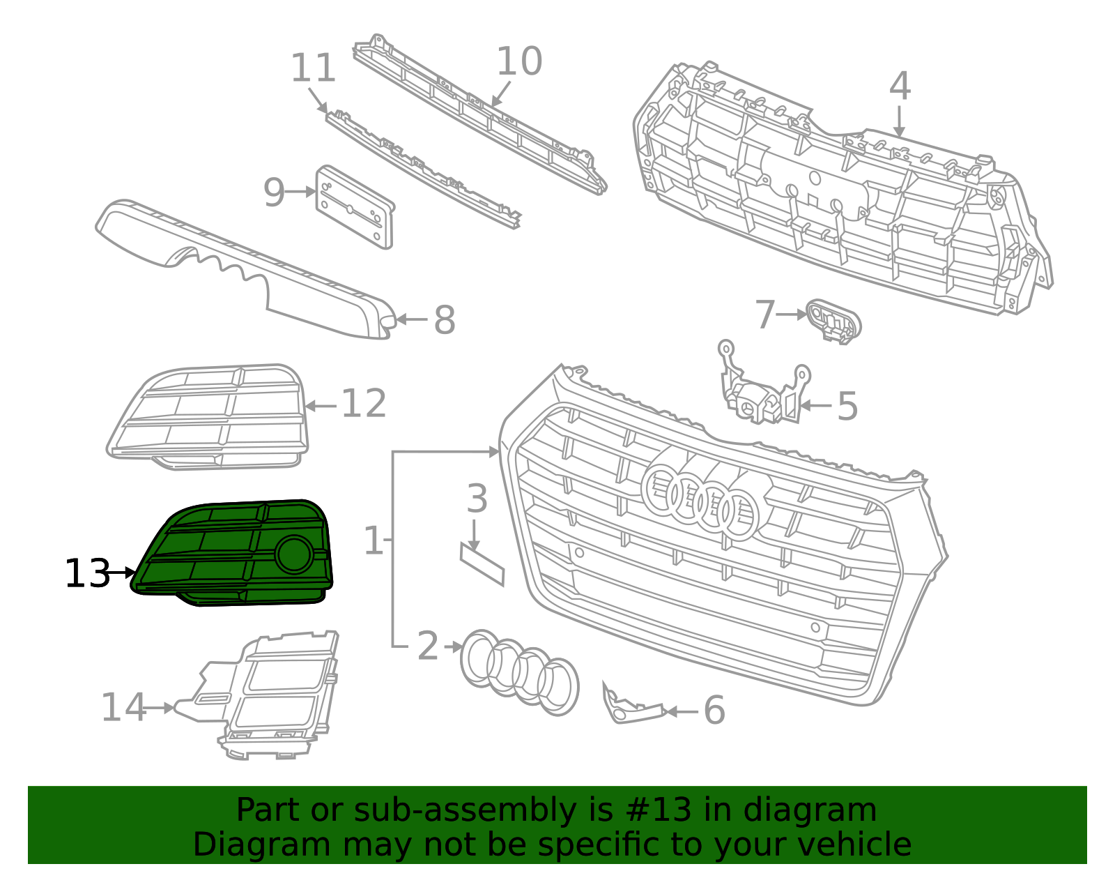 80A-807-680-K-FUQ - Outer Grille 2020 Audi | Audi OEM Parts Guy