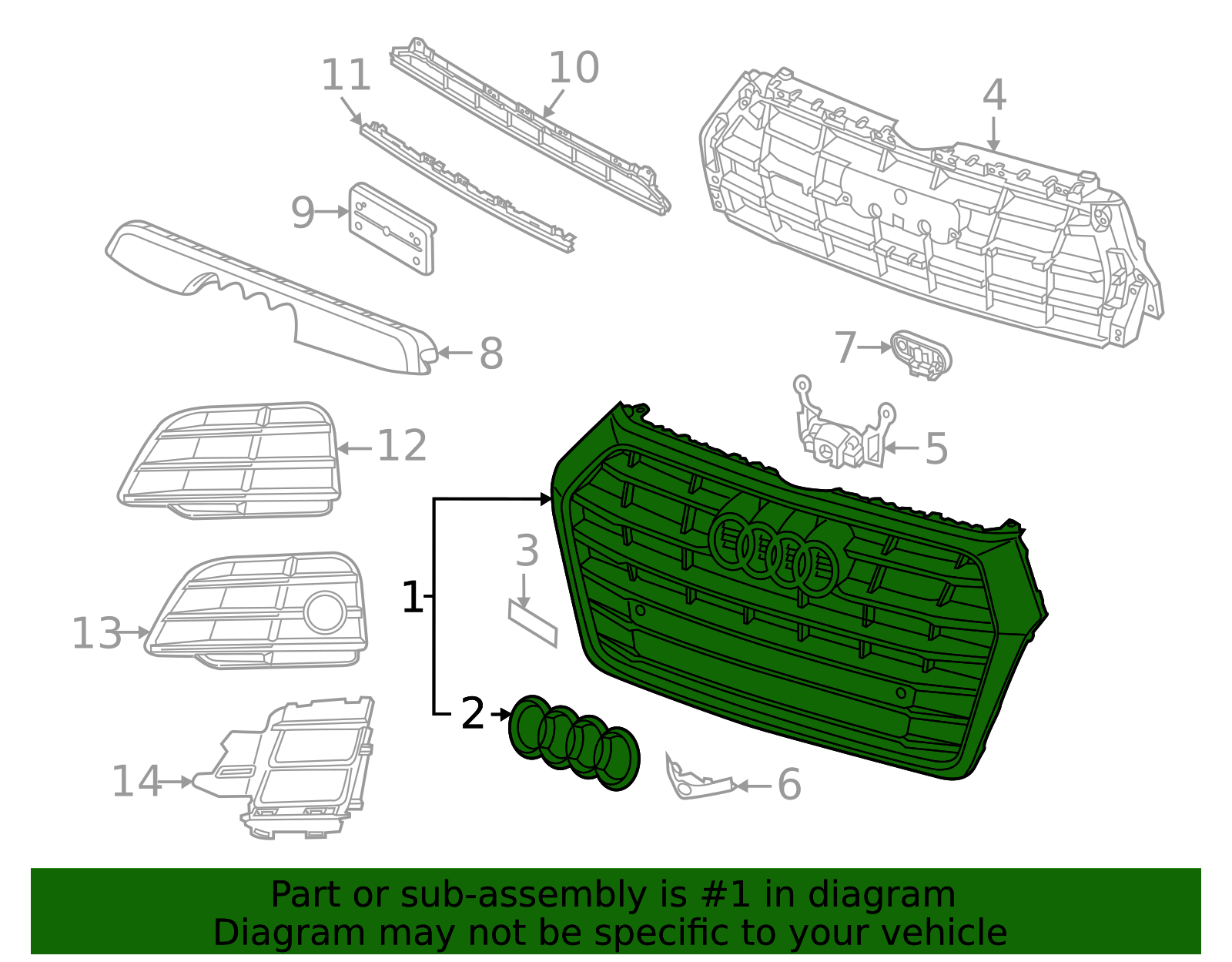 2020 Audi Grille 80A-853-651-AD-VAR | OEM Parts Online