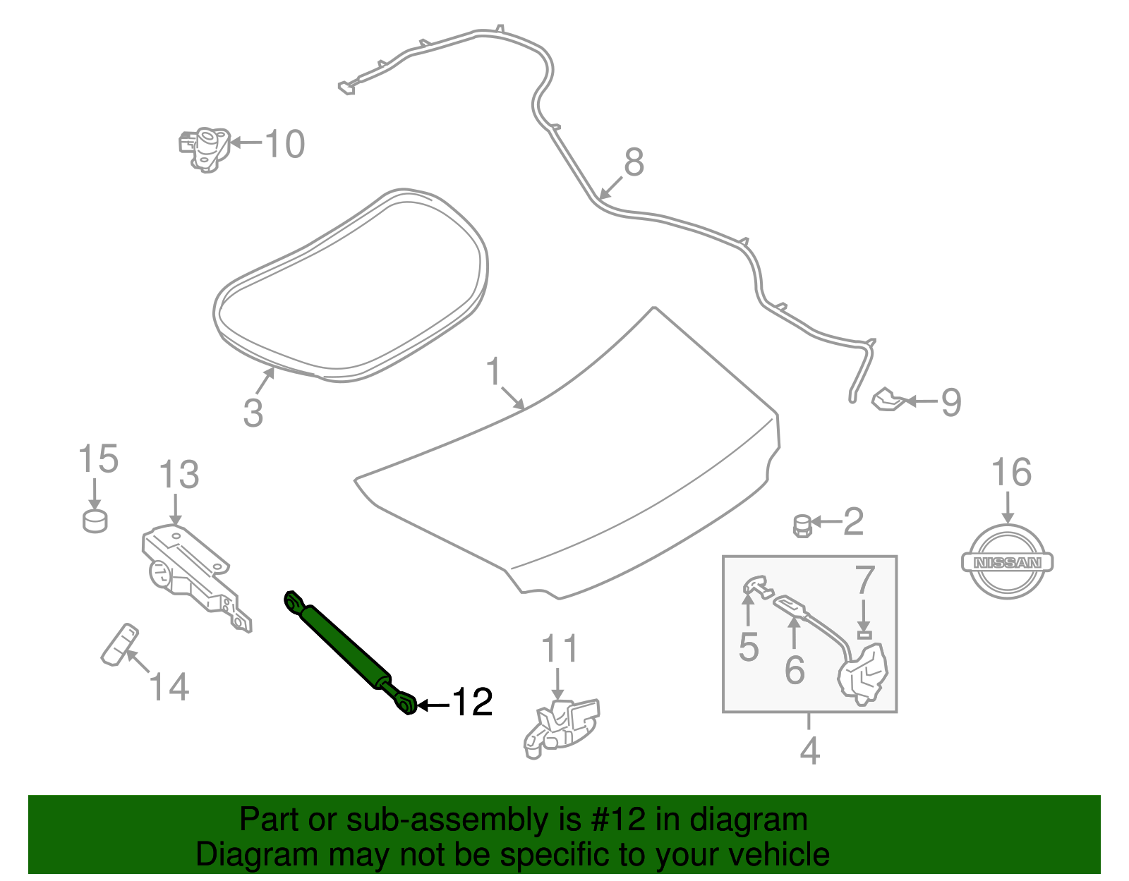 2009-2024 Nissan GT-R Lift Cylinder 84430-JF00A | Nissan Parts Central