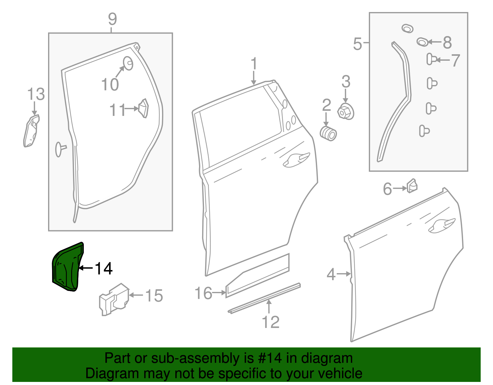 72862-TZ5-A01 - 2014-2020 Acura MDX - Barrier A, L Rear Door Panel ...