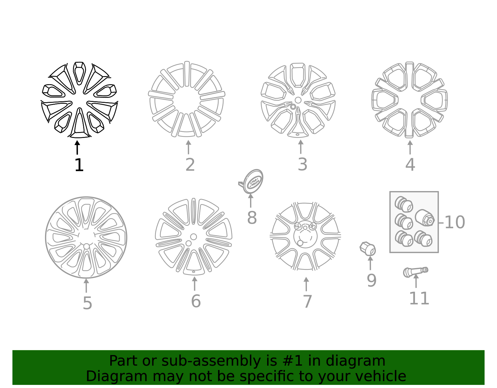 Genuine OEM Alloy Wheel, 21" 10 Spoke, 'Style 1001' Part# LR037746 Fits ...