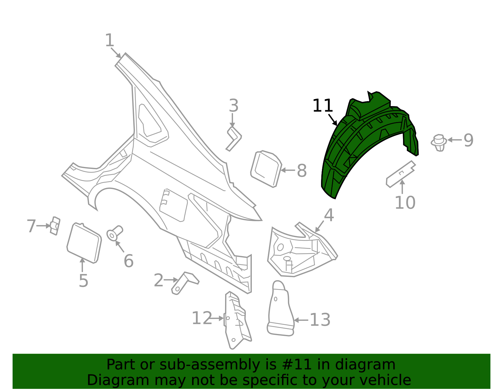 76749-3TA0A - Wheelhouse Liner Official Nissan Parts Store