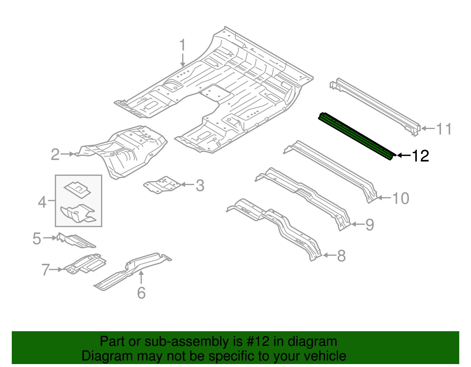 2017-2025 Ford | Floor Cross-Member | HC3Z-2610608-C | Walls' Ford Parts