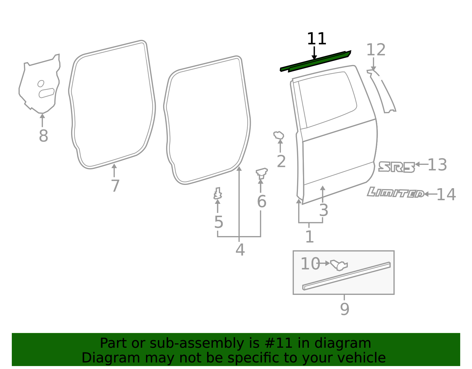 2007-2021 Toyota Rear Right Door Belt Molding Weatherstrip Assembly ...
