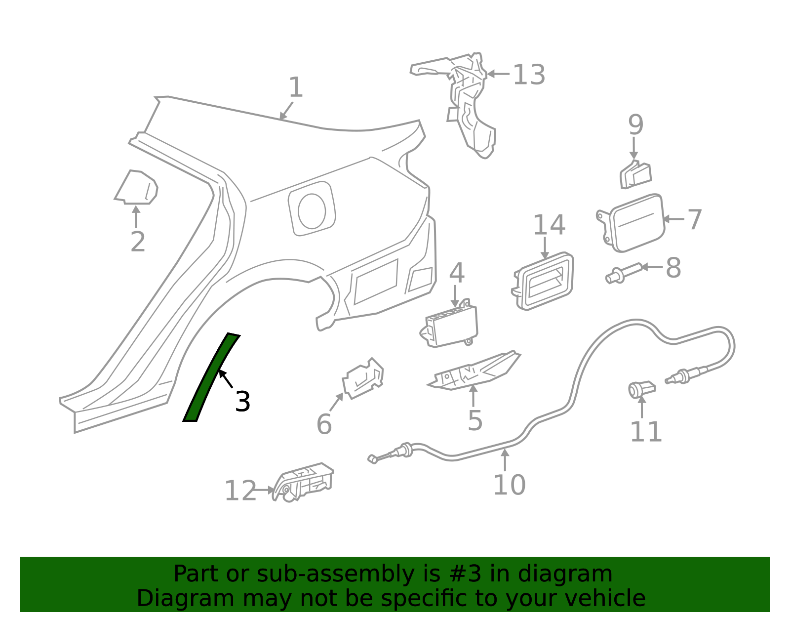Genuine Toyota Quarter Panel Protector part# 58747-06070 for 2012-2014 ...