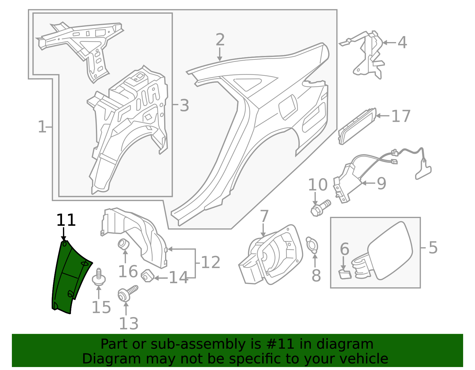 2011-2015 Hyundai Sonata Quarter Panel Splash Shield 86824-3S500 ...
