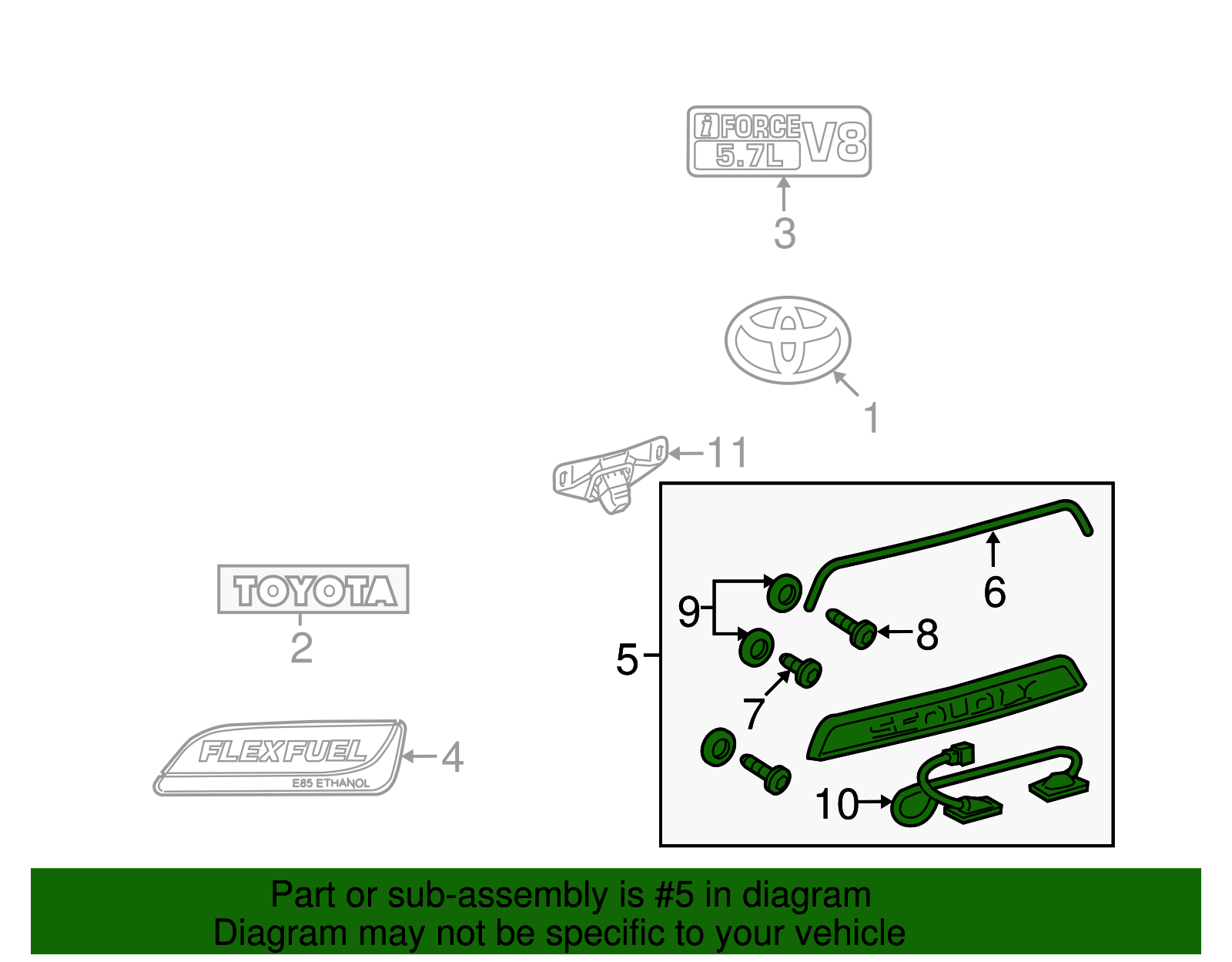 2008-2019 Toyota Sequoia License Molding 76801-0C902 | Lithia Toyota Parts