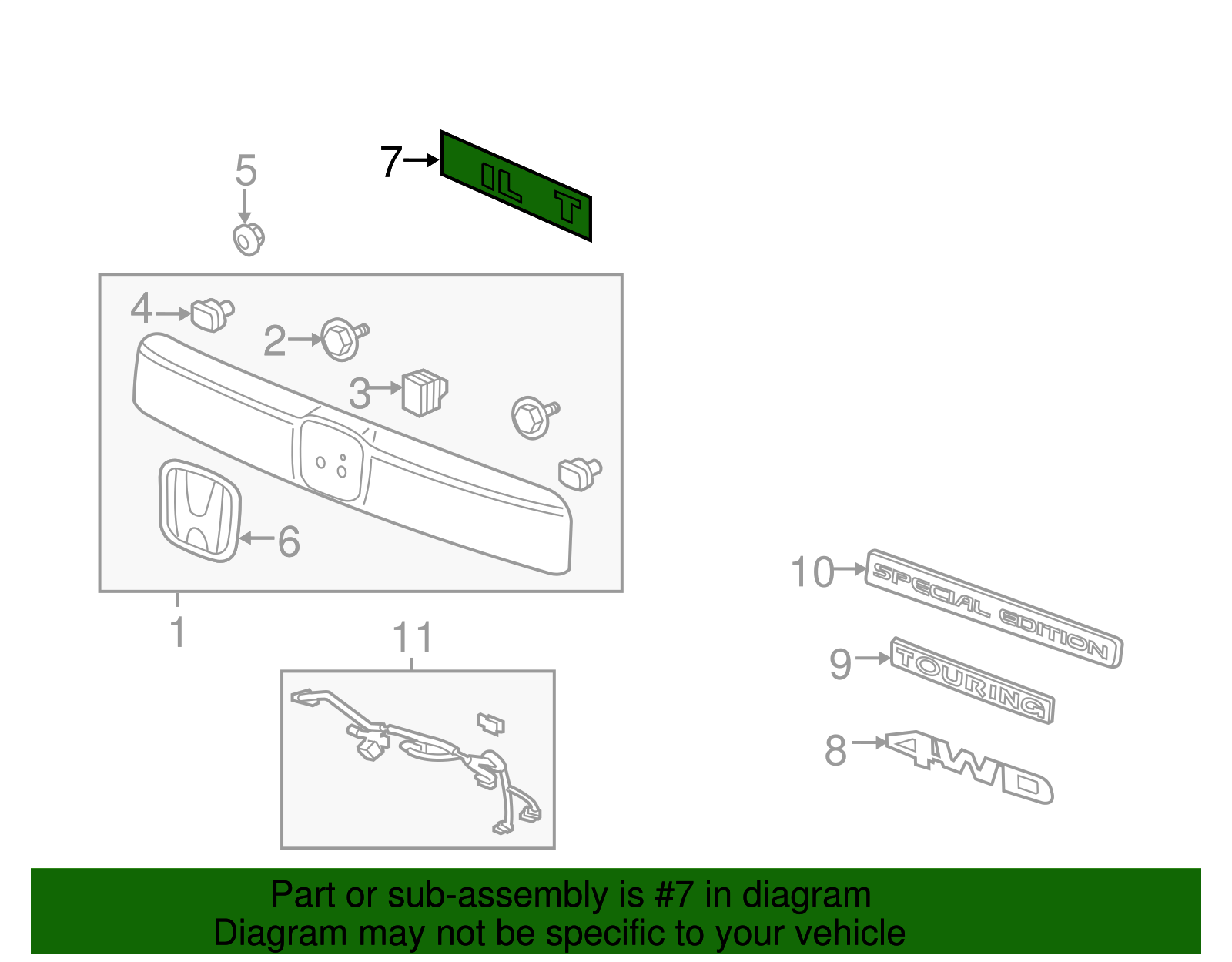 75722-SZA-A01 - 2009-2015 Honda Pilot - Emblem Rear (Pilot) | All ...