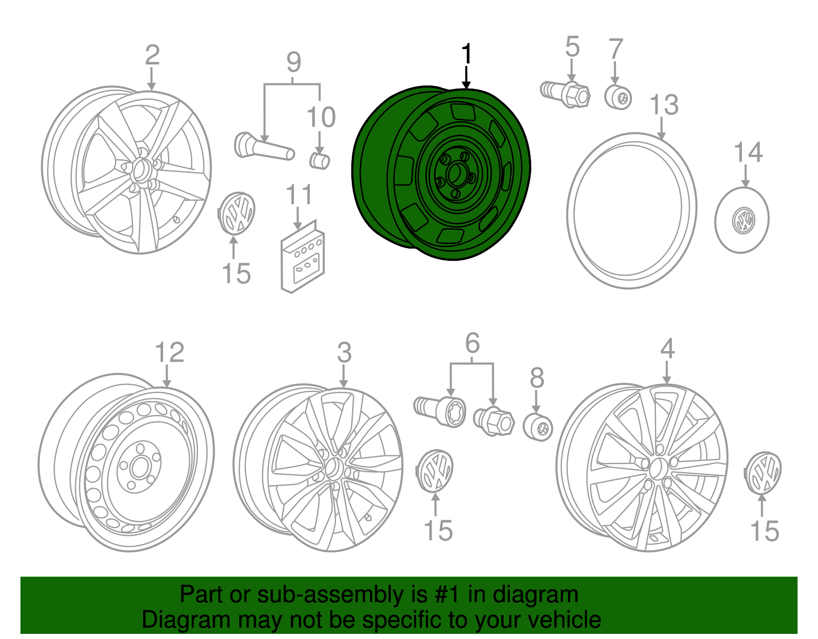 5C0-601-025-G-Y9C - 17 In Heritage Wheel F34 - White - 2012-2018 ...