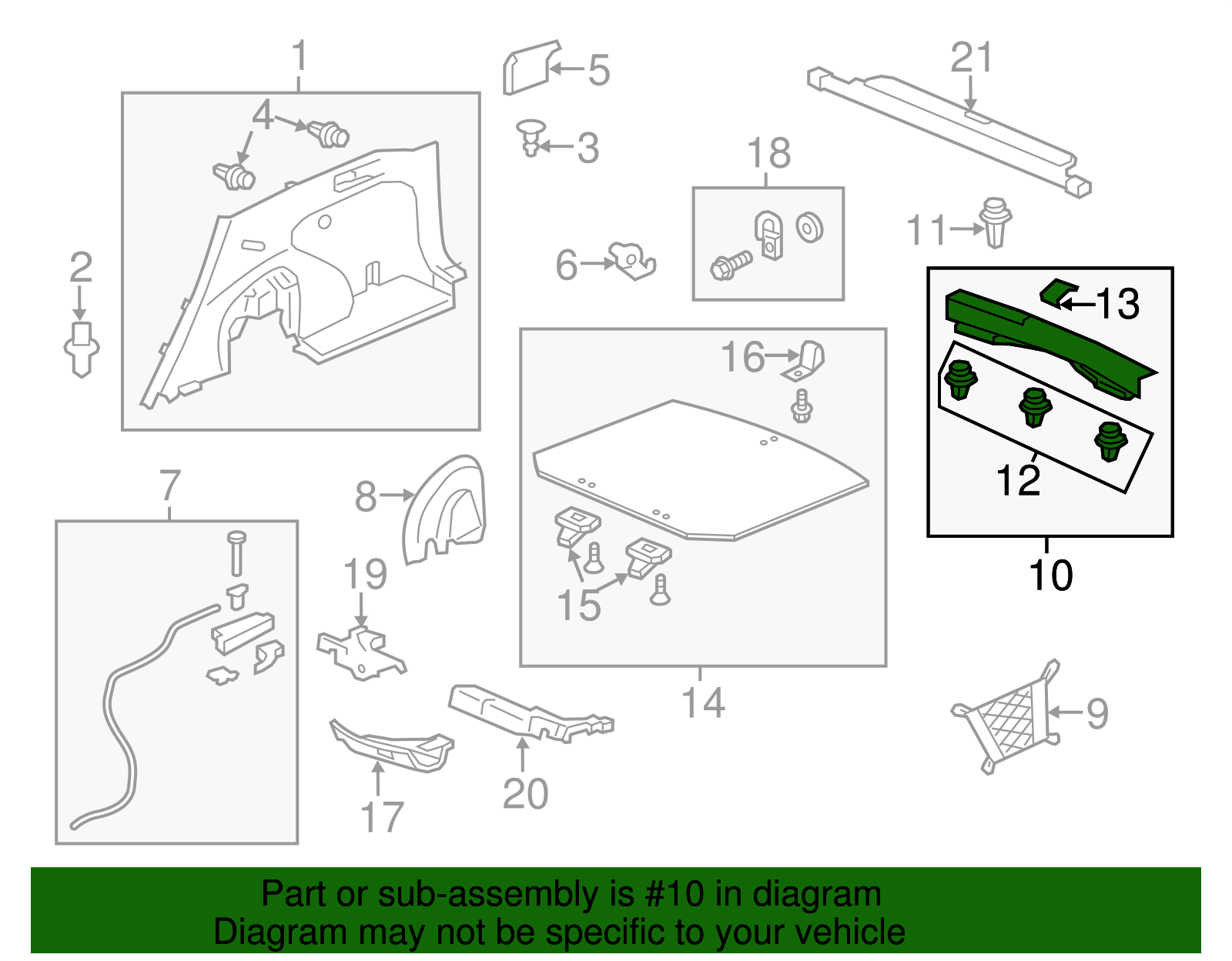 84640-T0A-A01ZC - 2012-2016 Honda CR-V - Lining Assembly Rear Panel ...