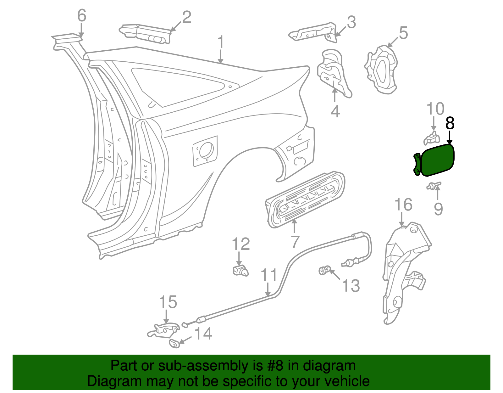 Genuine Toyota Fuel Filler Door part# 77350-20311 for 2000-2005 Toyota ...