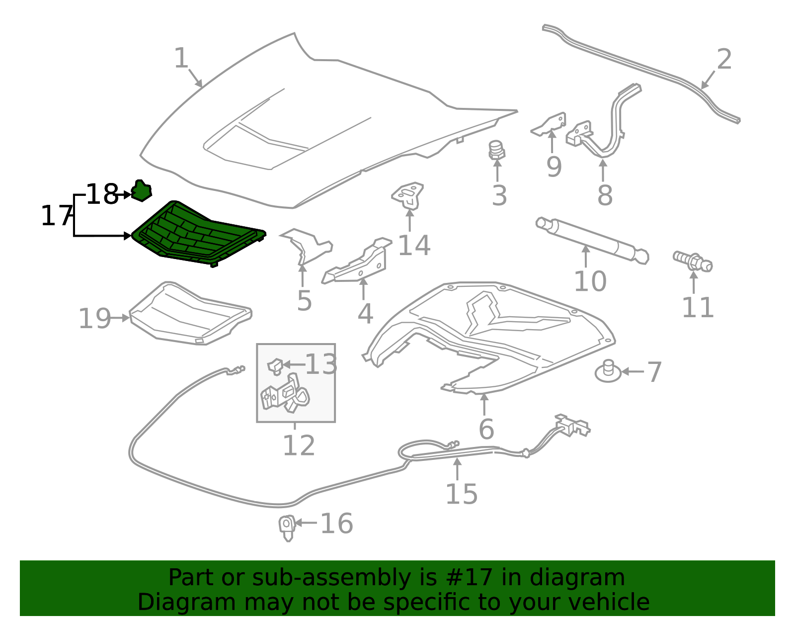 2015-2019 Chevrolet Corvette Primed Hood Ornamentation Vent 22936257 ...