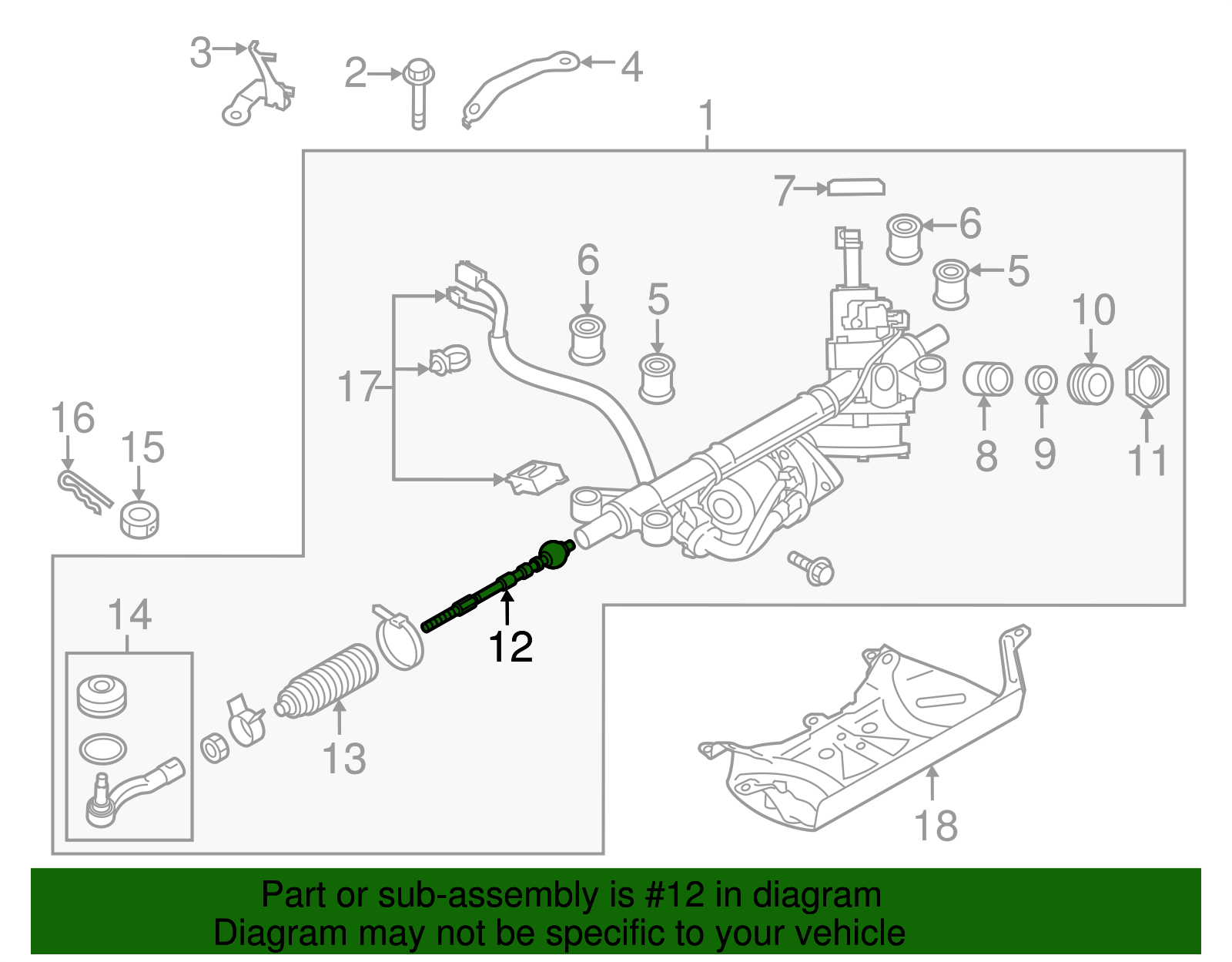 2008-2021 Subaru Inner Tie Rod 34160XA010 | Subaru Parts Guys